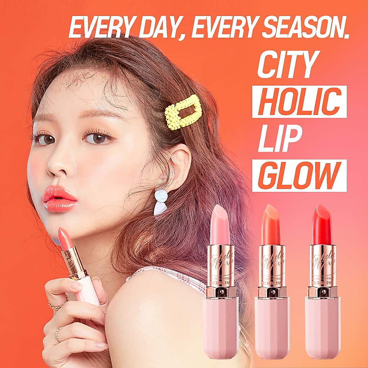 MERBLISS City Holic Lip Glow (#01 Napoli Pink) Daily Tinted Lip Balm Moisturizing Lip Care, Essential Oil, Vitamin E and C for Glossy and Smoother Lips, Soft Buttery Texture