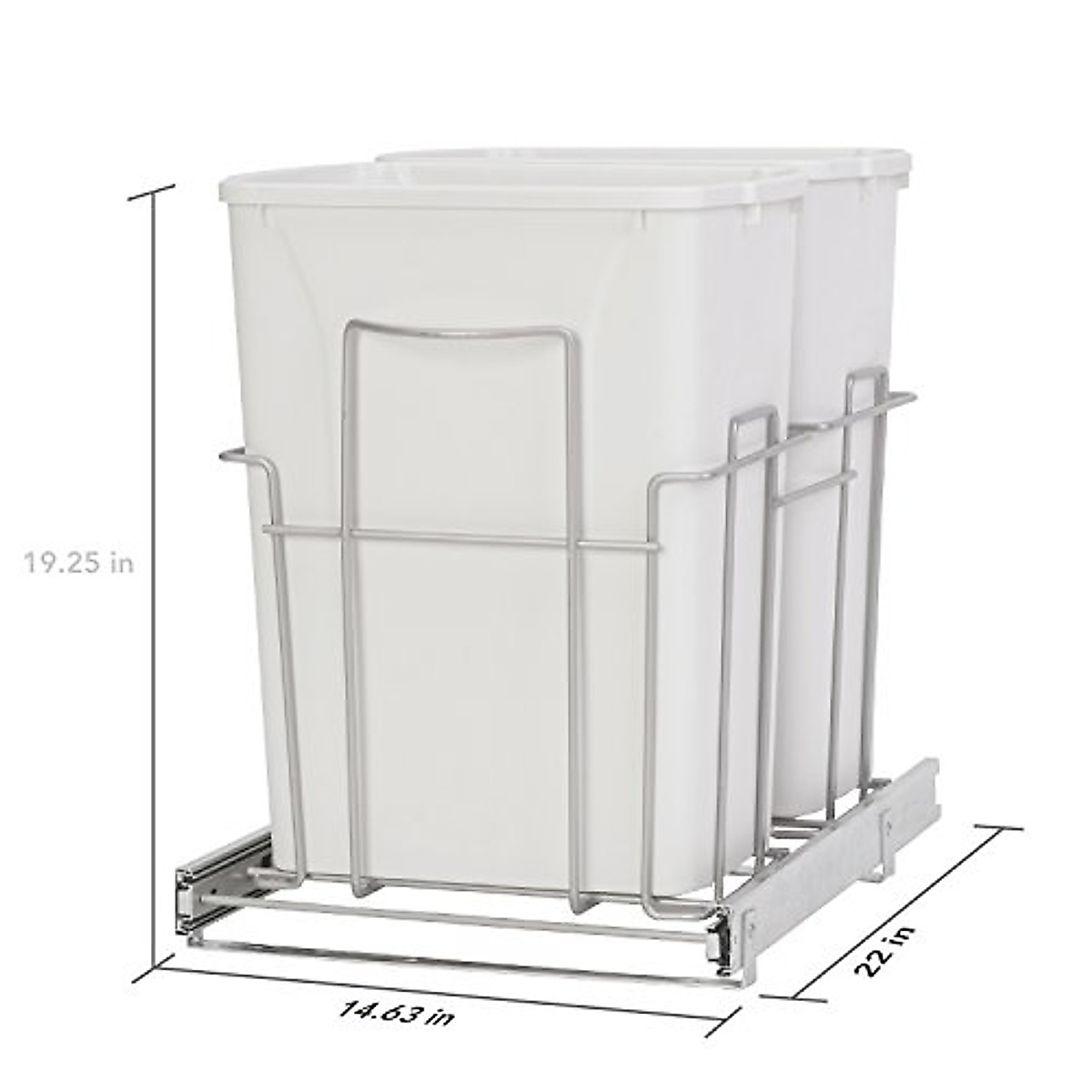 Panacea Grayline Double Trash Can Slide Out Basket Storage, Satin Nickel