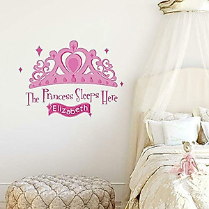 RoomMates RMK1787GM Princess Sleeps Here Peel and Stick Giant Wall Decal with Personalization , Pink