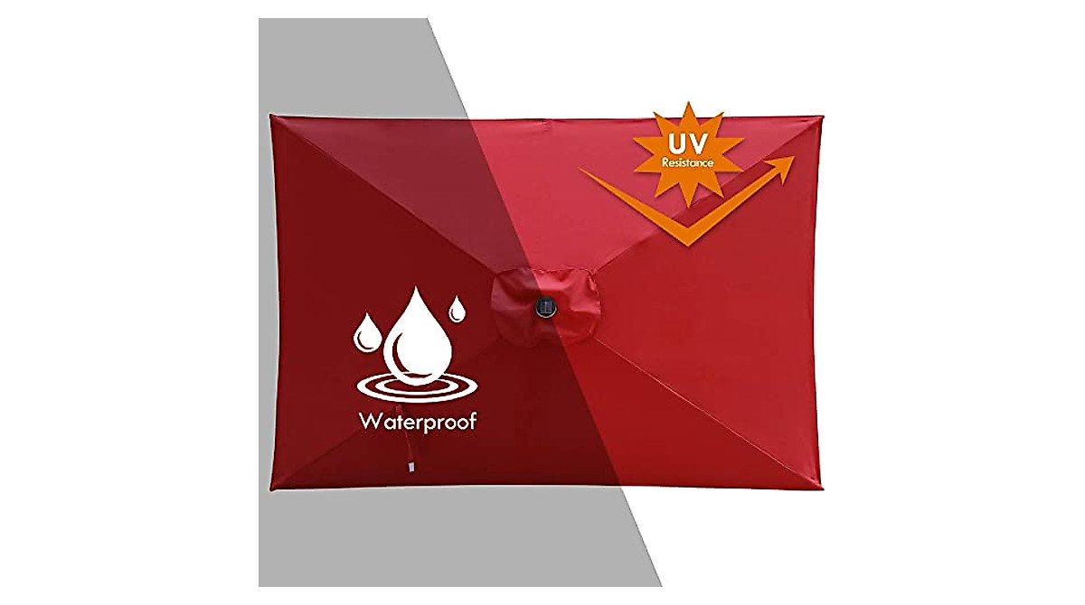 Aok Garden Solar LED Patio Umbrella: Lighted Outdoor Shade