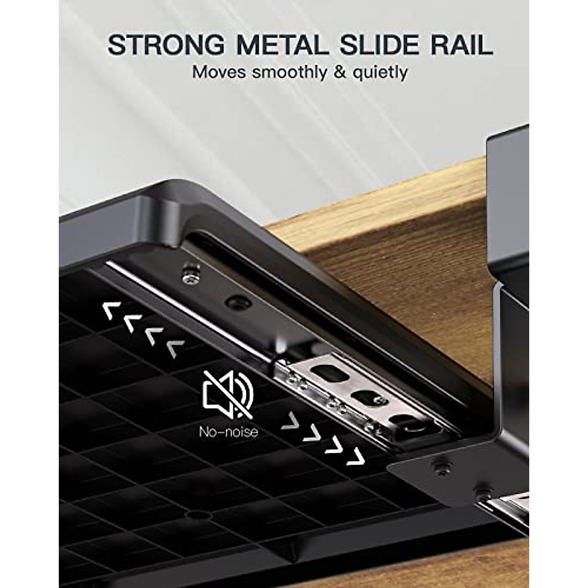 HUANUO Keyboard Tray Under Desk, Ergonomic Large Keyboard Tray with C Clamp, Updated Metal Slide Rail Keyboard Tray Mouse Tray, Pull Out Platform Computer Drawer for Typing, 27.5" W x 12.2" D, Black