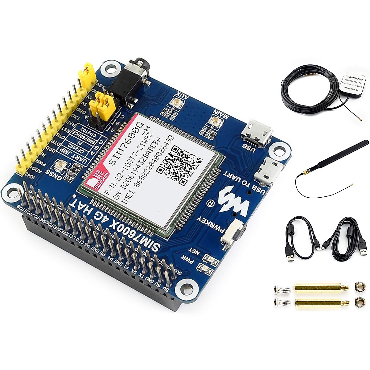 waveshare 4G/3G/GNSS HAT for Raspberry Pi 4B/3B+/3B/2B/Zero/Zero W/Zero WH and Jetson Nano,Based on SIM7600A-H,4G Communication GNSS Positioning,LTE-FDD B2/B4/B12 Brand Support LTE CAT4 up to 150Mbps
