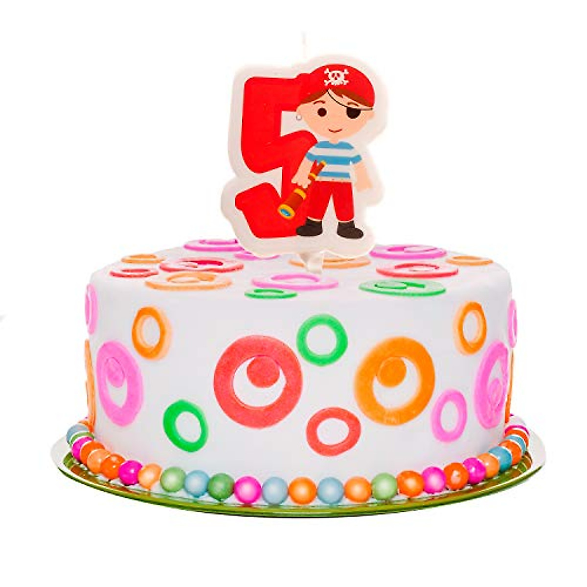dekora 345259 Birthday Decoration Candle Pirate – Number 5, Red, 7 cm