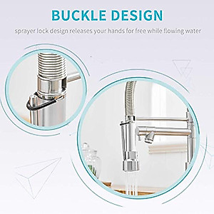 Fapully Kitchen Faucet with Sprayer,Single Handle Kitchen Faucet with Hole Cover Brushed Nickel