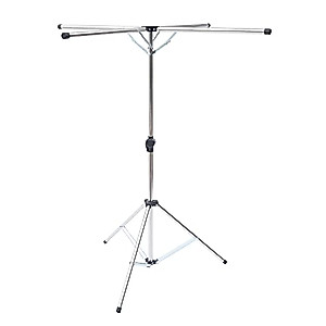 Leblett Tripod Clothes Drying Rack,Foldable Portable Space Saving Laundry Drying Rack High Capacity 4 Poles,Height-Adjustable with 10 Hooks for Outdoor and Indoor Home Use