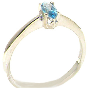 925 Sterling Silver Real Genuine Blue Topaz Womens Statement Ring - Size 11