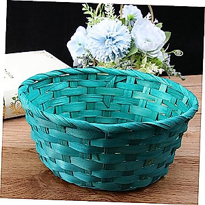 Ciieeo 1pc Egg Baskets Wicker Bread Serving Basket Picnic Basket Dollhouse Basket Toys Easter Storage Basket Candy Display Basket Bamboo Geometric Dish Snack Fruit Basket Child Manual