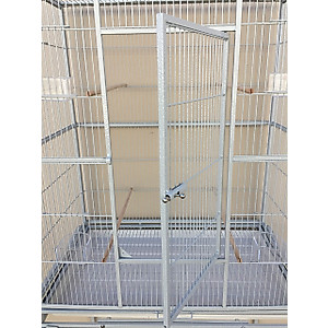 64" Extra Large Wrought Iron Side Nesting Box Doors for Flight Breeding Canary Parakeet Cockatiel Lovebird Finch Bird Flight Home Cage with Removable Rolling Stand