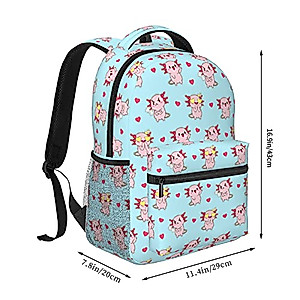 Cute Axolotl Backpack 17 Inch, Laptop Backpack Lightweight Backpack Casual Daypack With Adjustable Straps.Cute Funny Axolotl