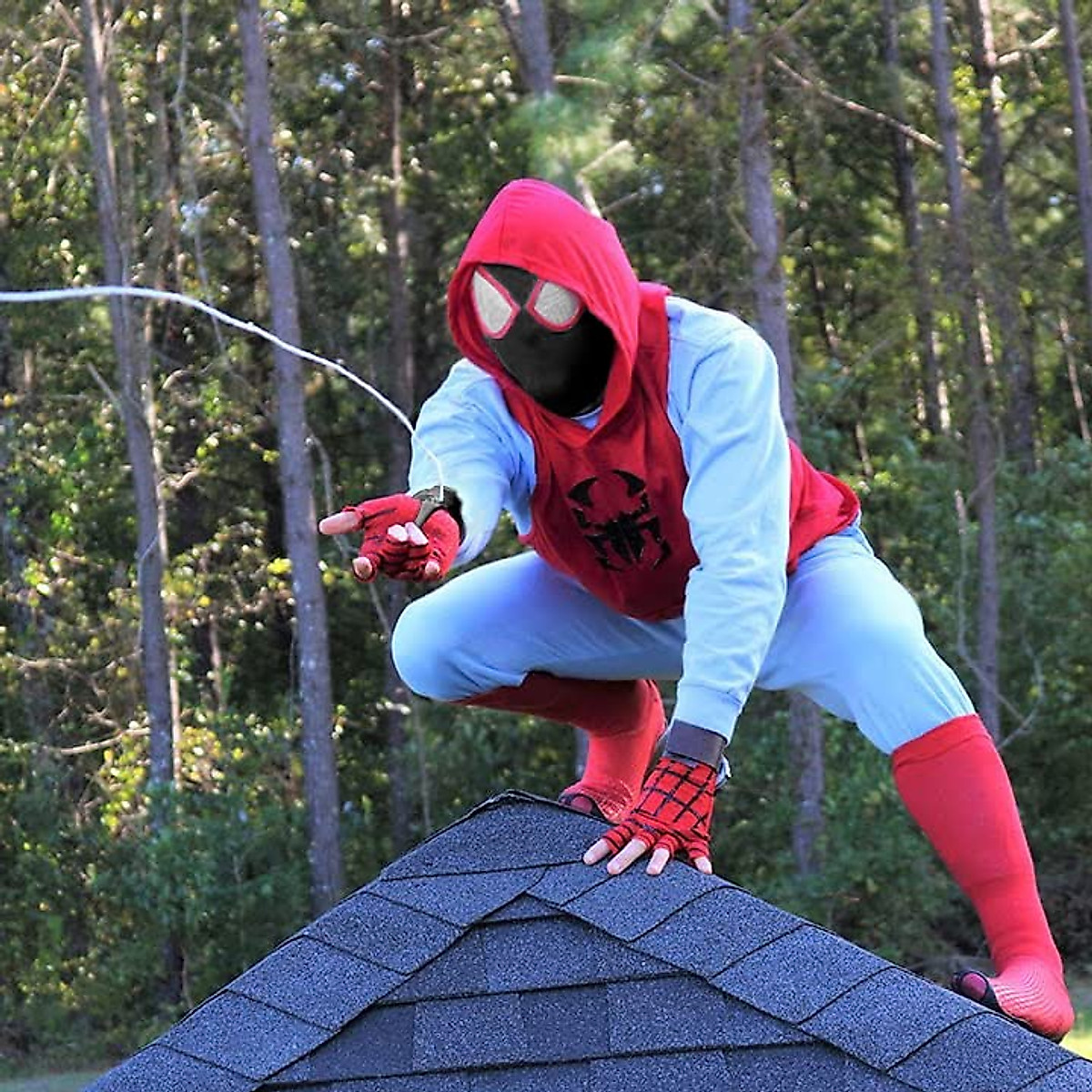 SUIZU Web Shooters, Spider Silk Launcher for Kids - USB Charging, Rope Launcher - Can Grab Small Objects, Super Hero Launcher Gloves Wrist Toy Cosplay Launcher Bracers Accessories (Red)