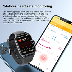 Smart Watch, Newest 1.85" TFT HD Display Smart Watch with Receive & Dial, Smart Watch for Android Phones with Pedometer, Fitness Tracker, Heart Rate, SMS Reminder, Android Smart Watch for Women Men