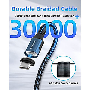 USB C to USB C Cable,60W 3A Fast Magnetic Charging Cable,CAFELE 2 Pack Type C to Type C Nylon Cable Fast Charge for Samsung Galaxy S10 S10+ / Note 8, LG V20 and Other Type C Charger (Blue)