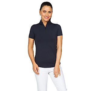 IBKUL Athleisure Wear Sun Protective UPF 50+ Icefil Cooling Short Sleeve Mock Neck Top - 87000 Candy Pink Solid L