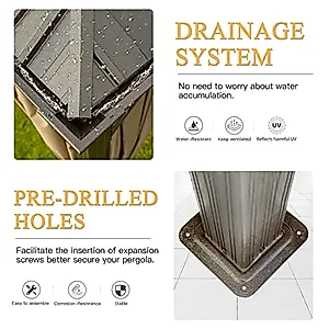 12' x 14' Hardtop Gazebo Outdoor Aluminum Gazebos with Galvanized Steel Double Canopy for Patios Deck Backyard,Curtains&Netting by domi outdoor living