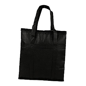 Insulated Take Away Bags Insulated Food Delivery Bag Large Capacity Thermal Food Carrier for Picnic Restaurant Fresh Seafood Cold or Warm Food, Black