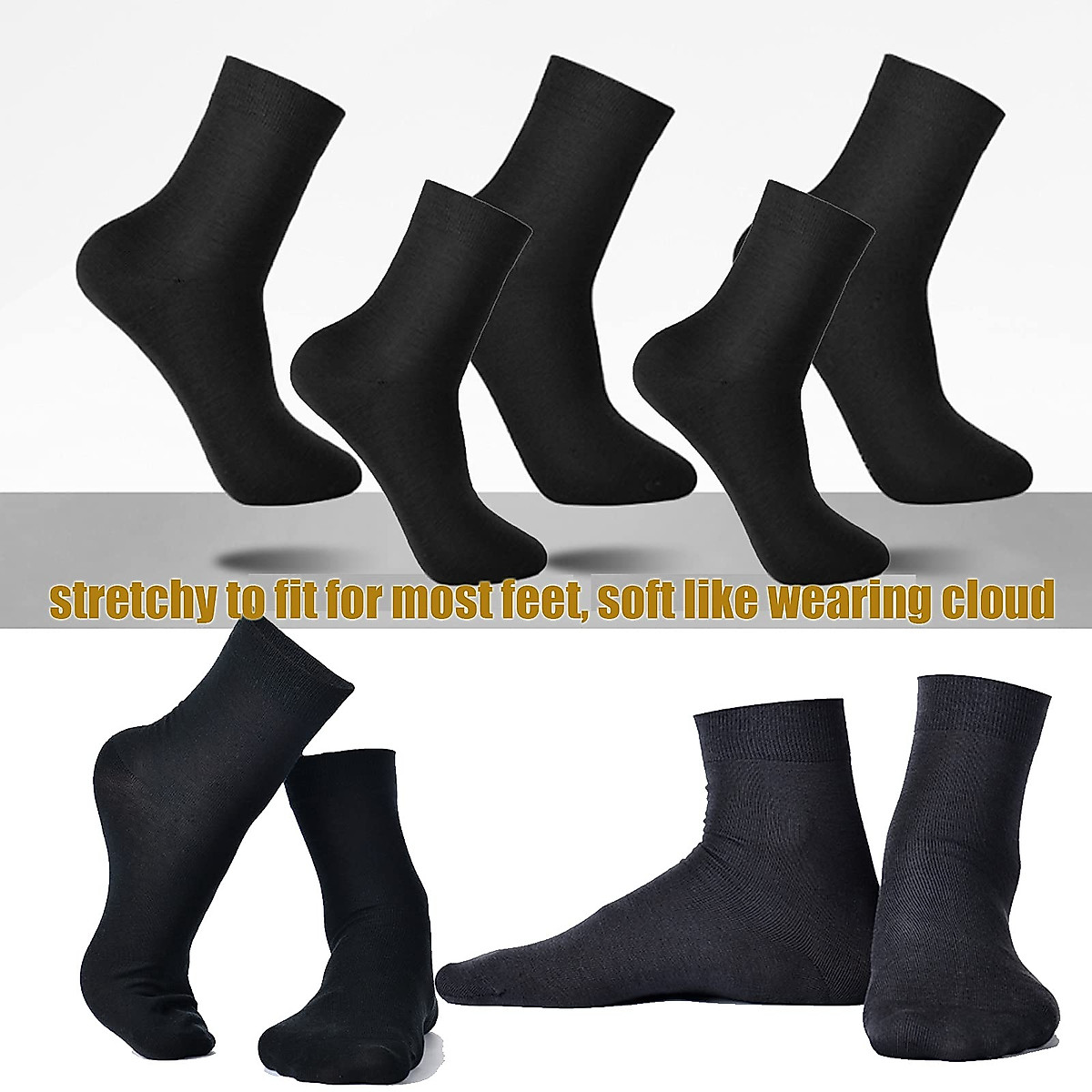 Cityelf 5 or 10 Pack Men Silk Socks Sheer Men Dress Socks Ultra Thin Nylon Sox Summer Cool Crew Socks