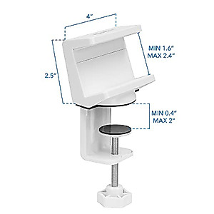 Mount-It! Power Strip Holder Clamp Desk Mount with Included Surge Protector | White Desktop Power Outlet with 3 USB Ports and 3 AC Power Outlets | Adjustable Power Strip Clamp Mount