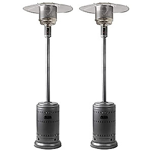 PIONOUS 2 Set 46,000 BTU Outdoor Power Propane Heater with Wheels, suitable for Potluck, Dining, Gardens, Homes, Deck, Slate Gray