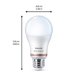 PHILIPS 60-Watt Equivalent A19 LED Daylight (5000K) Smart Wi-Fi Light Bulb Powered by WiZ with Bluetooth (4-Pack)