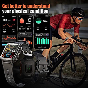 meoonley Military Rugged Smartwatch for Men,Sport Watch with Answer/Make Call IP68 1.83 inch Fitness Tracker Pedometer SpO2 for Outdoor Enthusiasts