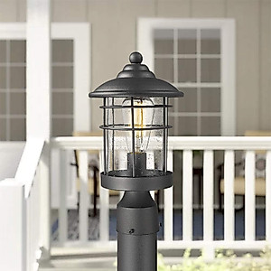 De Wen ModernChandelier, LED Outdoor Solar Post Light Fixture,Black Post Lamp Lantern for Garden Post Mount Landscape Yard Pathway Deck,Waterproof LED Landscape Light