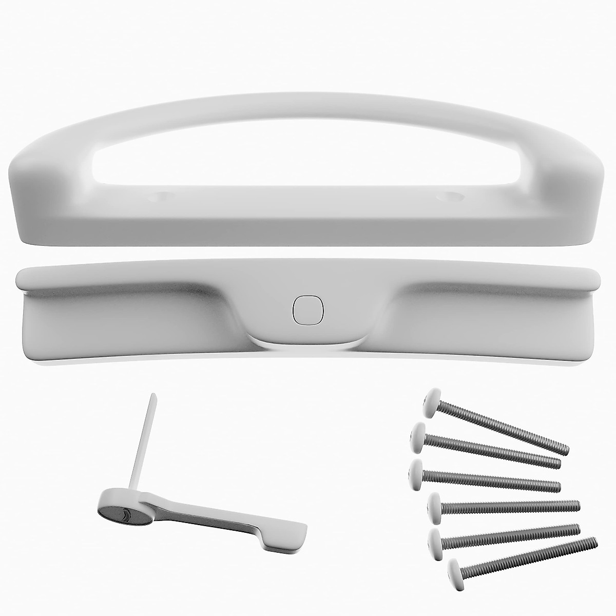 Essential Values Patio Door Handle Set, Replacement Sliding Door Handle Set (No Lock, Non-Keyed) | 2-Handle White Diecast Handles for Sliding Doors | 3-15/16” Hole Spacing for Mortise Style Locks