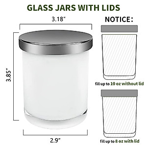 SUPMIND 12 Pack 10oz Glass Candle Jars with Lids and Sticky Labels, Empty Candle Jars for Making Candles Bulk Containers(Inner White)