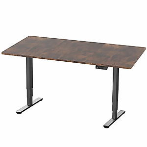 VIVO Electric 71 x 36 inch Rustic Sit Stand Desk, Dual Motor Memory Controller Height Adjustment, 2B Series, Vintage Brown Top Black Frame, DESK-KIT-2B7N-36