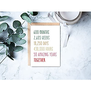 LillaGifts 50Th Anniversary Card Funny 50 Years Wedding Anniversary Card Tenth Anniversary Card For Him Her Gift Perfect For Husband Wife 5 x 7 inches