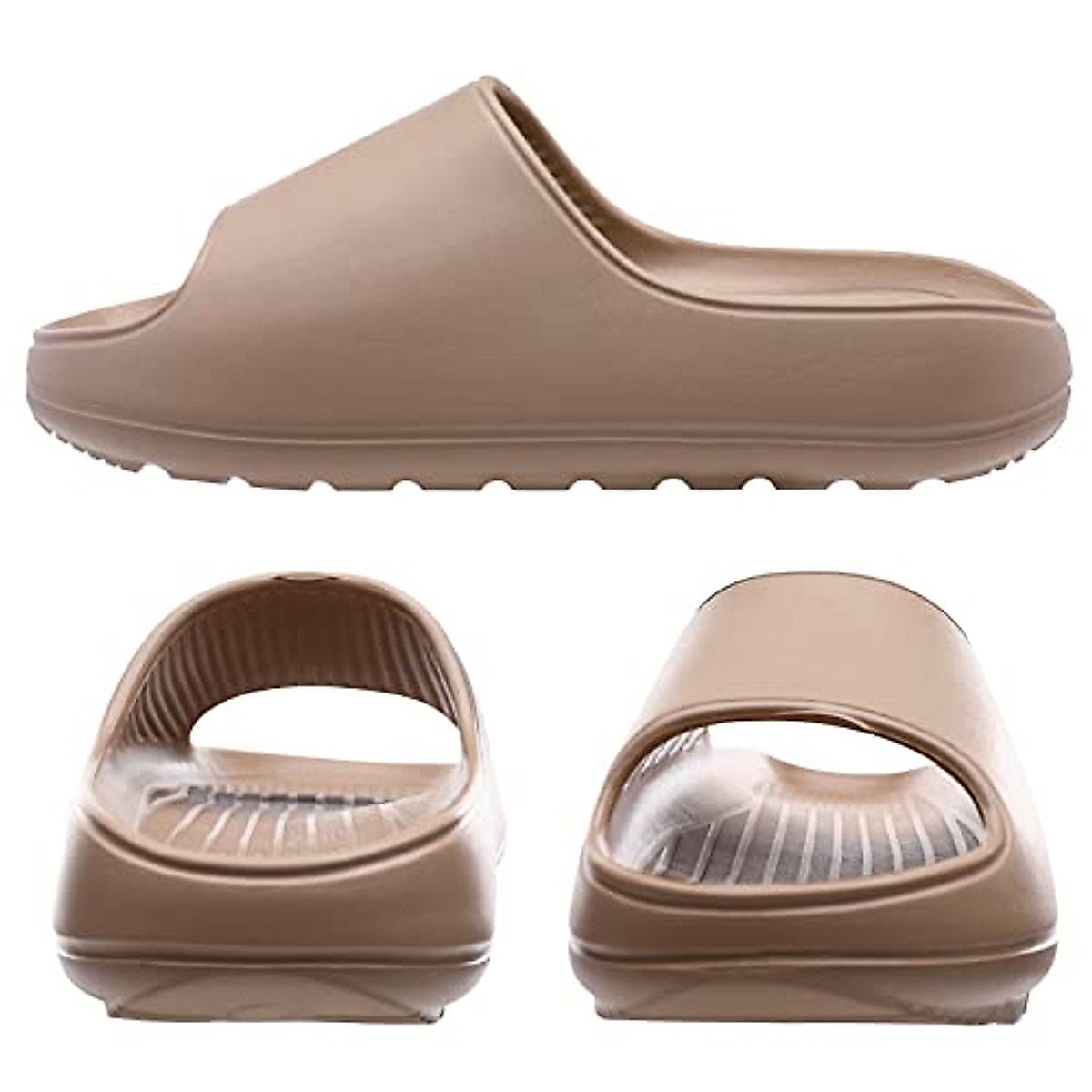 Beslip Platform Slide Sandals for Men Women Lightweight Open Toe Shower Shoes Khaki 4243