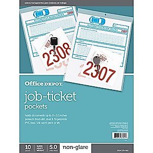 Office Depot Job Ticket Holders, 9in. x 12in., Pack Of 10, 179919