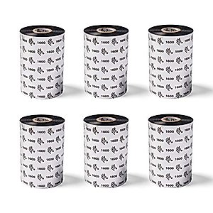 Zebra Standard Black Wax Ribbon for Industrial Thermal Transfer Printers 4.33 in Wide 1476 ft Long 1 in Core 6 Rolls 10031729SP