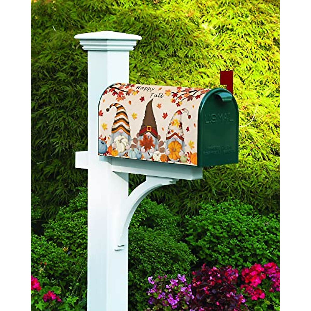 Happy Fall Magnetic Mailbox Covers 21" X 25.5", Autumn Gnomes with Pumpkin Fall Maple Leaves Farmhouse Mailbox Wraps Standard Size Thanksgiving Harvest Letter Box Cover for Holiday Banquet Party Decor