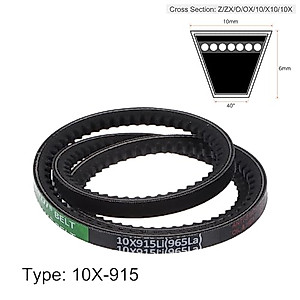 HARFINGTON AV10 Cogged V-Belts 963mm Outer Girth 10mm Width 8mm Thick Rubber Drive Belt for Power Transmission