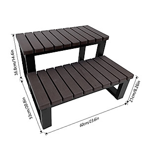 ACYED Hot Tub Steps Upgrade Universal Aluminum Spa Steps,Outdoor Indoor Hot Tub Stairs Fit for Any Hot Tub Shape and Size, Heavy Duty Anti-Scratch Bathtub Steps Coffee