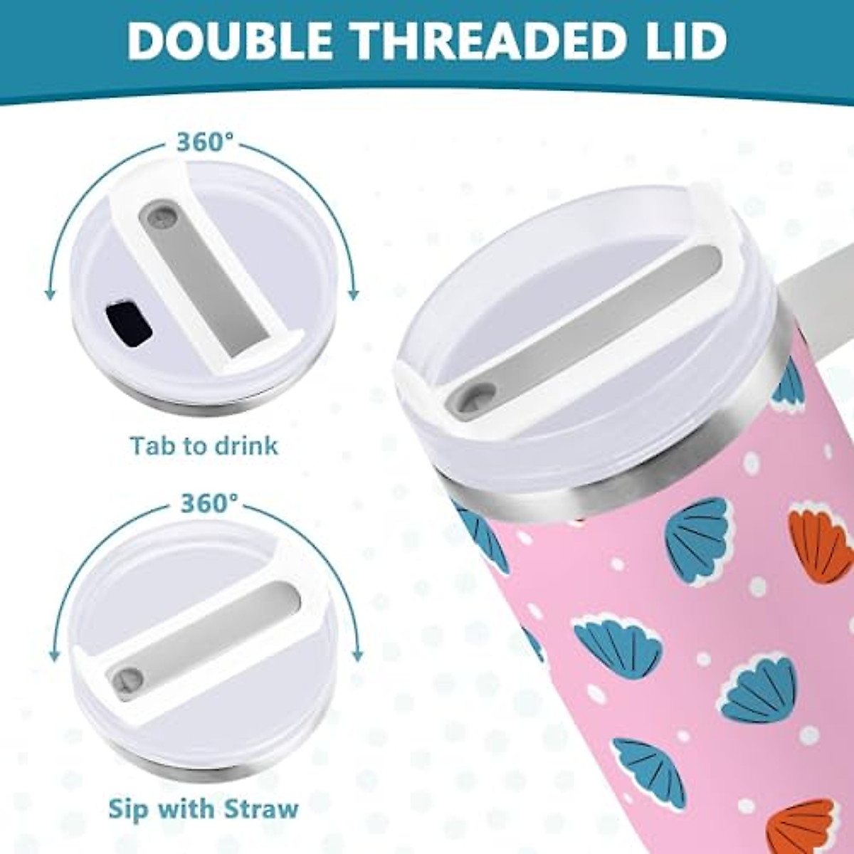 ARGTILDN 40 oz Tumbler Starfish Polka Dots Insulated Travel Mug with Handle and Straw Lid Stainless Steel Vacuum Coffee Cup Tea Beverage Container Water Bottles for Car Sports office
