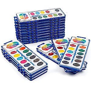 Shuttle Art 16 Colors Watercolor Paint Set Bulk, 15 Pack, Watercolor Paint Set with Paint Brushes for Kids and Adults, Washable Paint for Classroom, Parties, Kindergarten and Art Activities