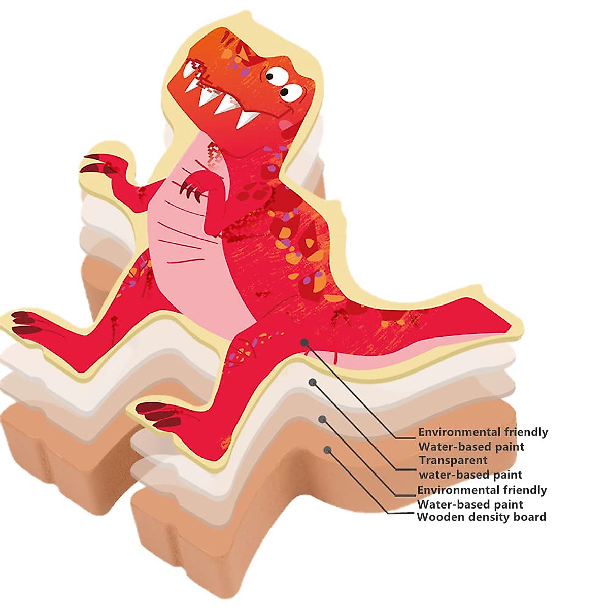 Dinosaur Stacking Toy Wooden Animal Puzzle Children's Dino Education Stacking Toy, Used in Children's Montessori Toys As Gifts for 3-7 Years Old Boys and Girls