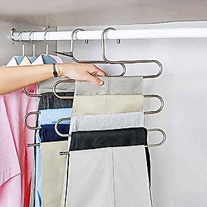 MXIAOXIA 5 Layers Stainless Steel Clothes Hangers SShape Pants Storage Hangers Clothes Storage Rack Multilayer Storage Cloth Hange