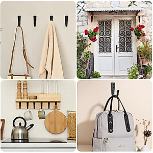 WODEGIFT 5Pcs Large Size Wall Hooks, Heavy Duty Wall Hooks for Hanging, Coat Hooks for Hanging, Large Size Wall Hooks, for Hanging Heavy Duty Pans, Backpacks, Coats and Garage Items (Black Hooks)