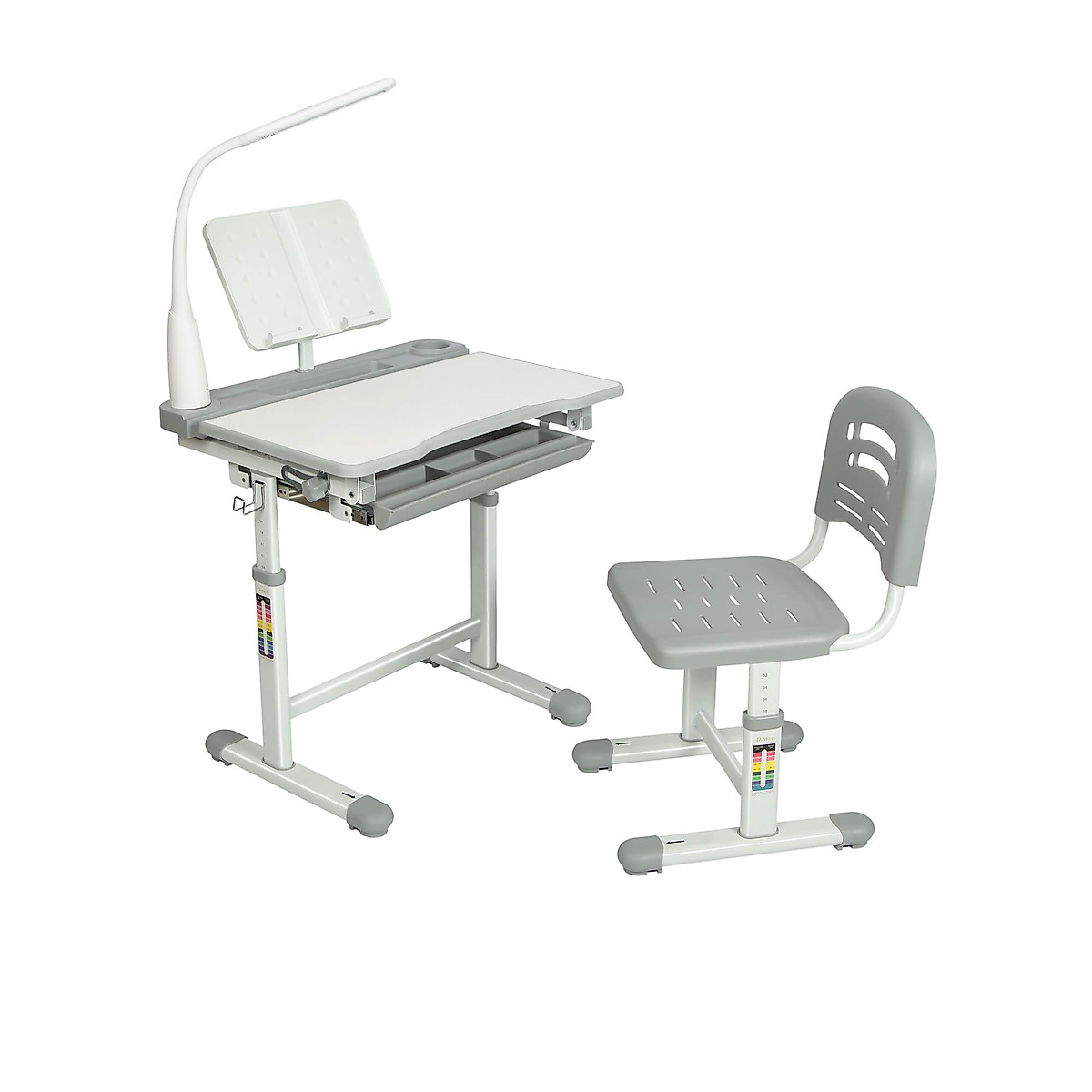 Diroan Kids Desk and Chair Set, Multi-Functional Height Adjustable Children School Study Desk with Storage, Tilt Desktop, LED Light, Book Stand & Metal Hook for Boys Girls, Pink