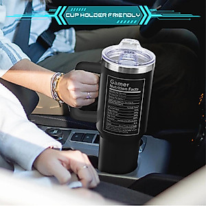 puhnhsv 40 oz Gaming Tumbler With Handle and Straw, 30oz Insulated Stainless Gaming Tumbler Coffee Travel Mugs Cup Water Bottle Game Lovers Gifts for Men Boys