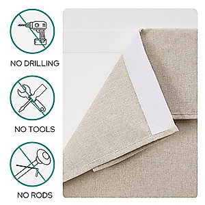 HOMEIDEAS Linen French Door Curtains, Privacy Small Door Window Curtains, 26 X 20 Inch French Door Shades for Front Door, Thermal Insulated Door Window Covering Tie Up Shades, Natural, 1 Panel