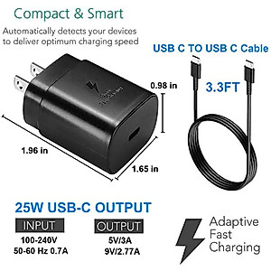Fast Adaptive Wall Adapter 25W Charger for LG V60 ThinQ 5G UW with 4FT (1.2M) UrbanX USB C PD Charging and Data Transfer Cable - Black (US Version with Warranty)