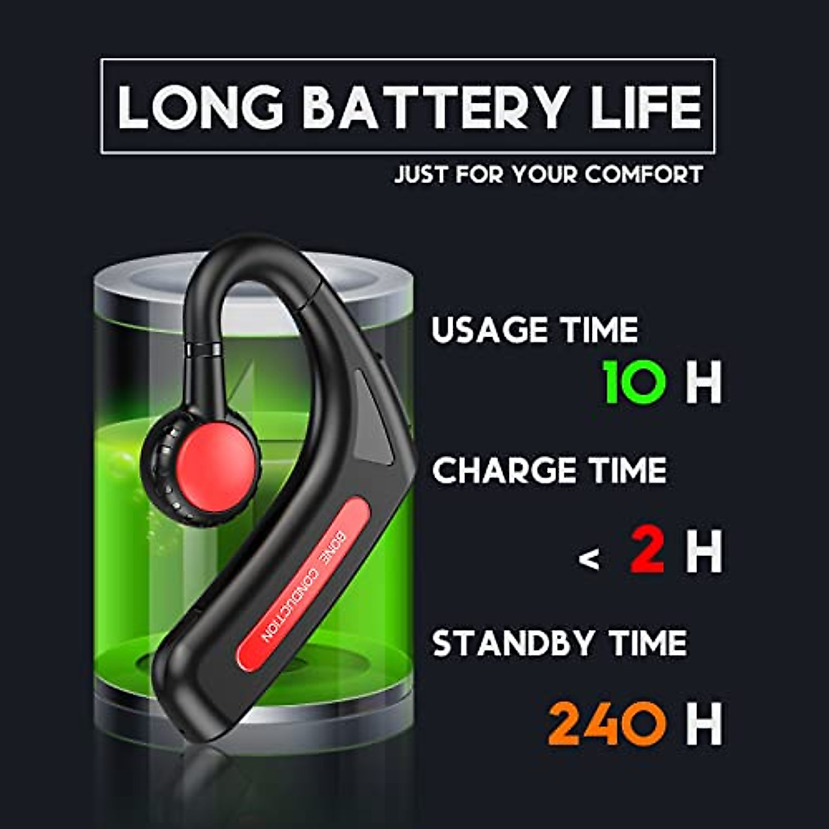 ESSONIO Bone Conduction Headphones Open Ear Headphones Bluetooth Wireless headsets Bluetooth earpiece with mic for Cell Phone Noise canceling Headphones Hands-Free Headset for Cell Phones