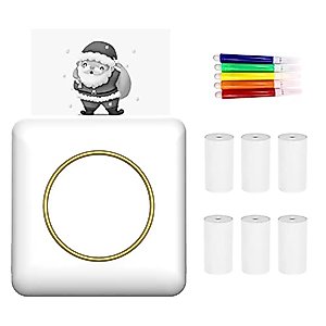 HXBER Mini Photo Printer, Mini Pocket Photo Printer Portable Thermal Printing Machine 203DPI Wireless BT Connection for Picture Lable DIY Handcraft List Meno Notes Journal Receipt Paper Instant