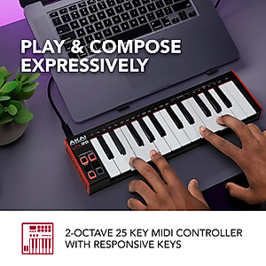 Beat Maker Bundle - AKAI Professional LPK25 and LPD8 - USB MIDI Keyboard with 25 Synth Keys and USB MIDI Controller with 8 Responsive RGB MPC Drum Pads, with Music Production Software