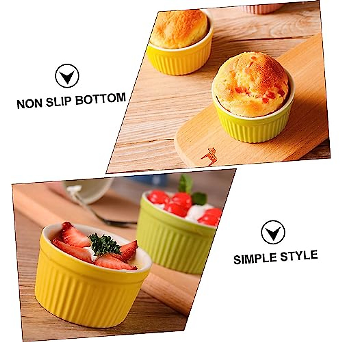 Balacoo 6 Pcs ceramic baking cup creme brulee ramekins porcelain ramekins Porcelain Dishes Oven Safe Round oven bowl Small Baking Bowl mini oven Kitchen Bowl breakfast bakeware ceramics