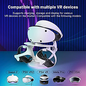 LanPavilion Charging Stand for Oculus Quest 2/Meta Quest 2 Headset, PSVR2 Controllers - Stylish Black Hole Design with RGB Lighting, Compatible with Quest 2, PS VR2, Meta Quest Pro, Pico 4