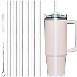 Replacement Straw Compatible with Stanley Quencher H2.0 40&30 oz Cup Tumbler with Handle, 6 Pack Reusable Straws for Stanley Quencher Tumbler,Plastic Straw with cleanning brush for Stanley Accessories
